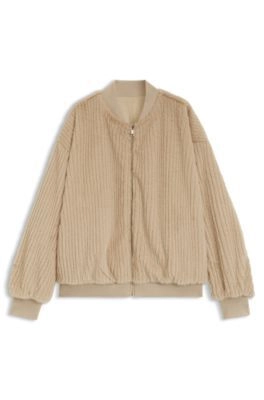 BOSS Relaxed-fit Reversible Bomber Jacket In Satin And Faux Fur