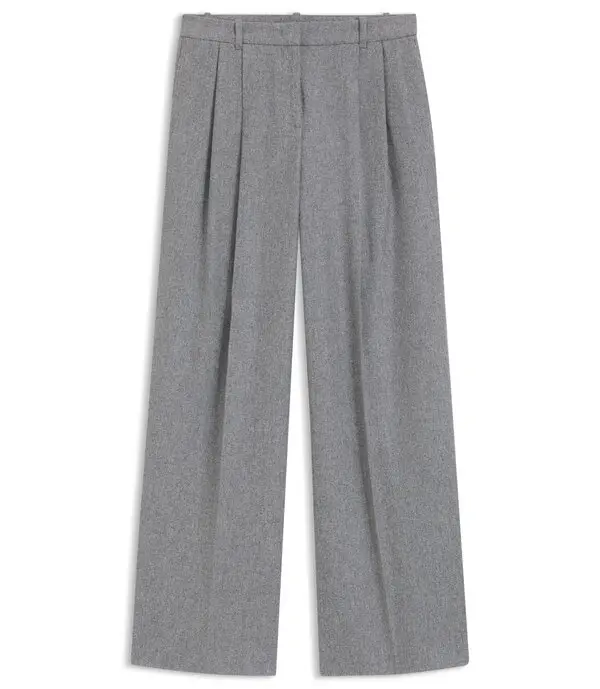 BOSS Wide-leg Flannel Pants With Double Pleats
