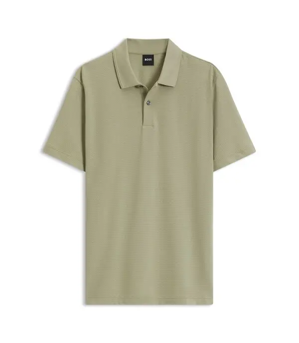 BOSS Cotton-blend Polo Shirt With Bubble-structured Jacquard