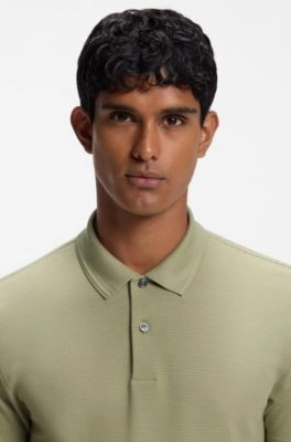 BOSS Cotton-blend Polo Shirt With Bubble-structured Jacquard