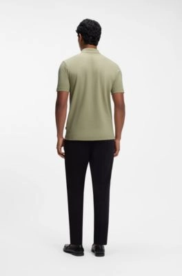 BOSS Cotton-blend Polo Shirt With Bubble-structured Jacquard