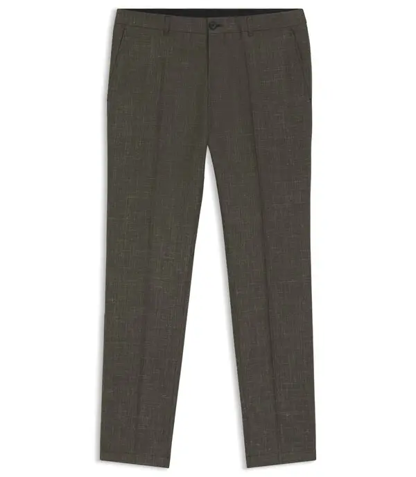 BOSS Slim-fit Pants In Virgin Wool And Linen - Light Green