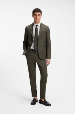 BOSS Slim-fit Virgin Wool And Linen Trousers