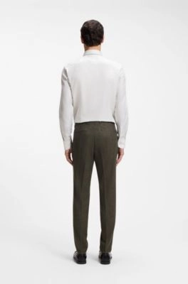 BOSS Slim-fit Virgin Wool And Linen Trousers