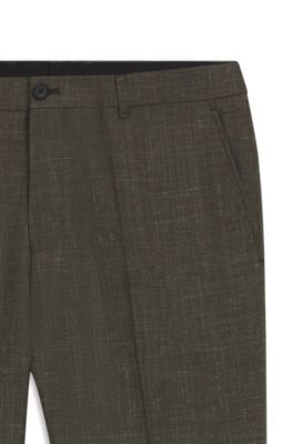BOSS Slim-fit Virgin Wool And Linen Trousers