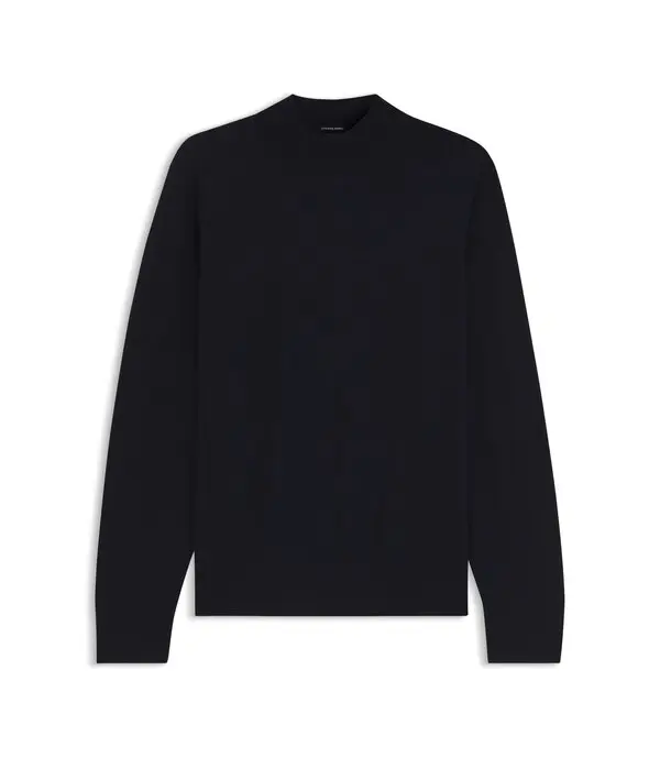 BOSS Mock Neck Sweater In Extra-fine Merino Wool - Dark Blue