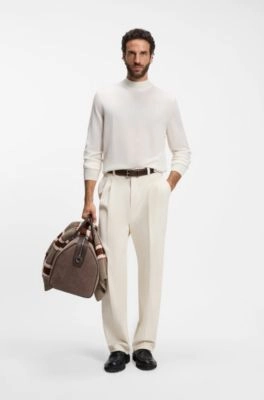 BOSS Mock Neck Sweater In Extra-fine Merino Wool