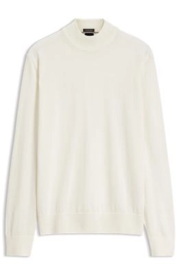 BOSS Mock Neck Sweater In Extra-fine Merino Wool