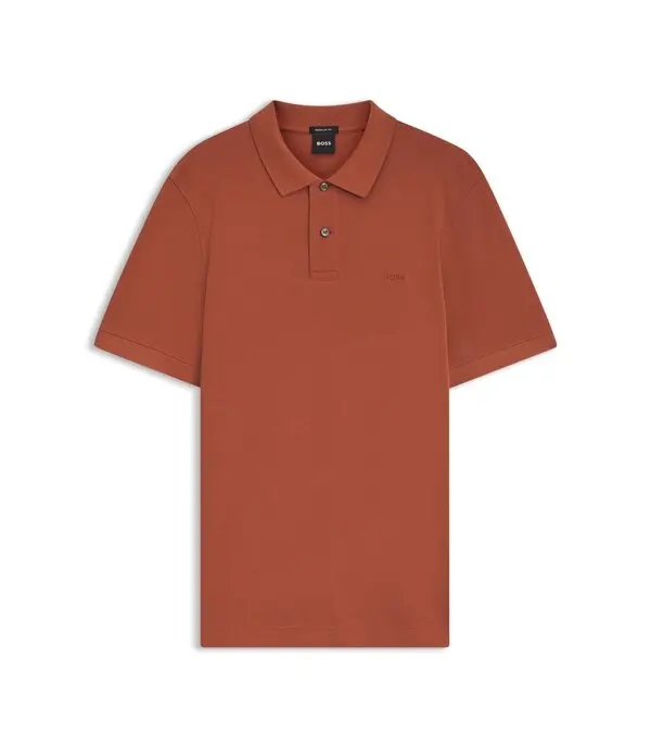 BOSS Pallas Polo Shirt In Cotton Piqué With Embroidered Logo - Dark Red