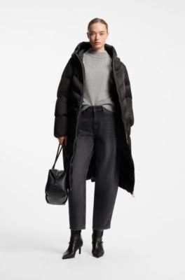 Hugo Water-repellent Chevron Quilted Down Jacket With Side Zippers