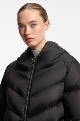 Hugo Water-repellent Chevron Quilted Down Jacket With Side Zippers