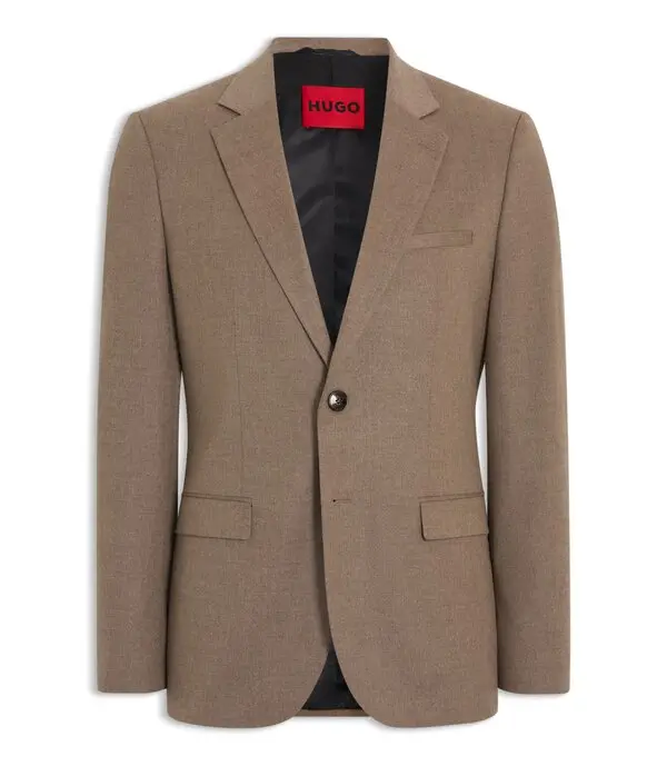 Hugo Extra-slim-fit Suit Jacket In Melange Flannel