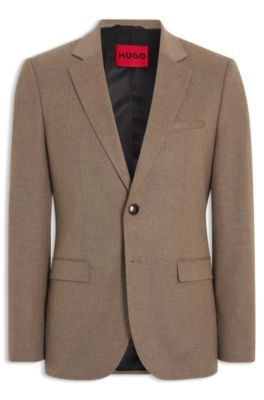 Hugo Extra-slim-fit Suit Jacket In Melange Flannel