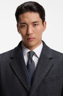 BOSS Regular-fit Coat In Herringbone Wool With Cashmere