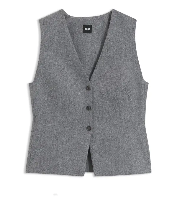 BOSS Slim-fit Vest In Melange Flannel