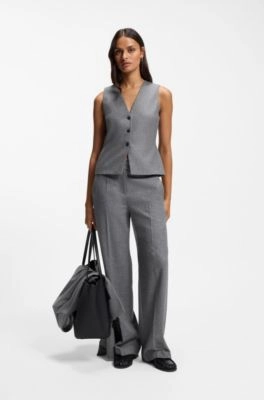 BOSS Slim-fit Vest In Melange Flannel