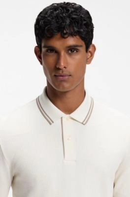 BOSS Waffle-textured Polo Shirt In Stretch Cotton