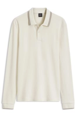 BOSS Waffle-textured Polo Shirt In Stretch Cotton