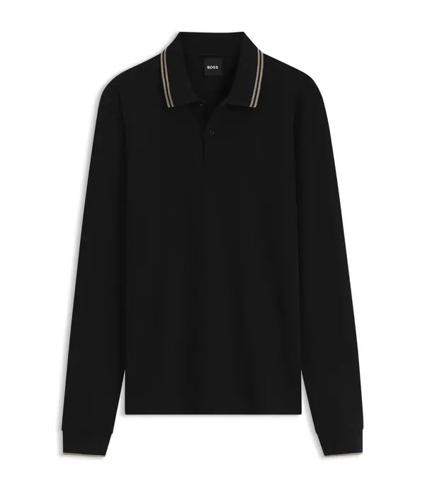 BOSS Waffle-textured Polo Shirt In Stretch Cotton