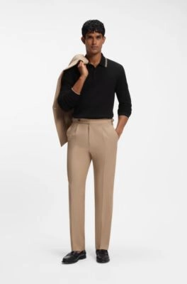 BOSS Waffle-textured Polo Shirt In Stretch Cotton