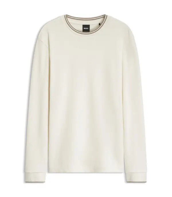 BOSS Long-sleeve T-shirt In Waffle-textured Stretch Cotton
