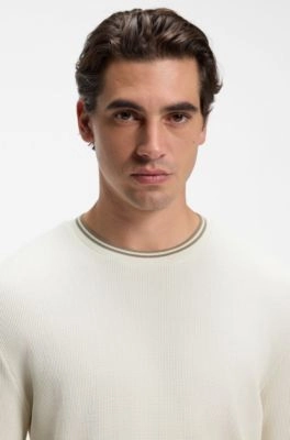 BOSS Long-sleeve T-shirt In Waffle-textured Stretch Cotton