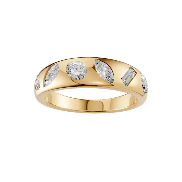AYA FINE JEWELRY Mixed Shape Lab Diamond Flush Set Geometric Statement Ring In 10kt Gold - Yellow