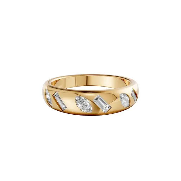 AYA FINE JEWELRY 10kt Gold Baguette And Marquise Diamond Band Ring - Yellow