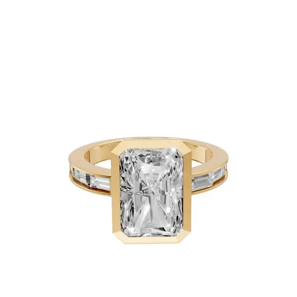 AYA FINE JEWELRY 4 Carat Radiant Cut Lab Grown Diamond Engagement Ring In 10k Gold - Yellow