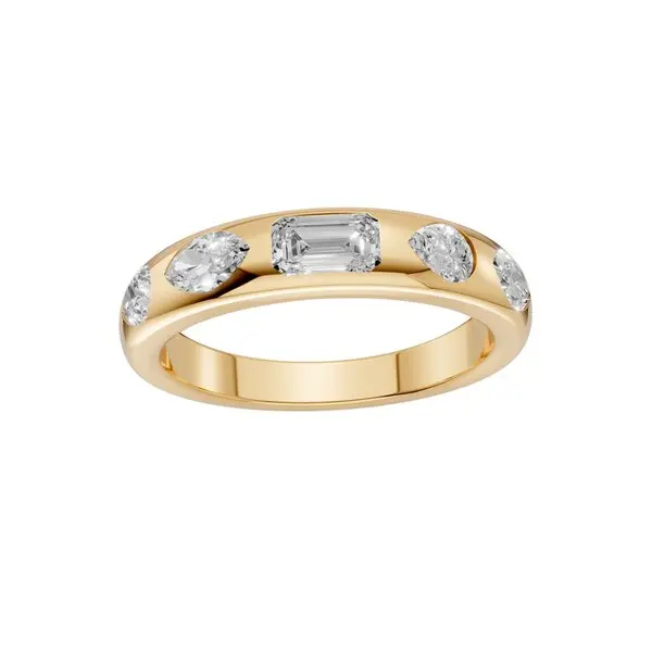 AYA FINE JEWELRY Mixed Shape Lab Diamond Geometric Flush Set Ring In 14kt Gold - Yellow