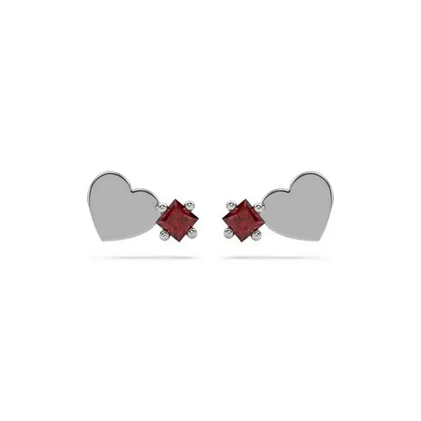 ONI Square Ruby Heart Studs
