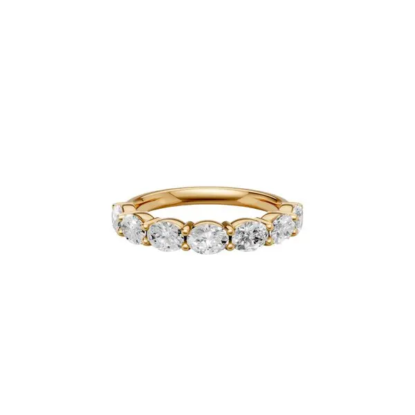 AYA FINE JEWELRY 14kt Gold Oval Lab Diamond Half Eternity Wedding Band - Yellow