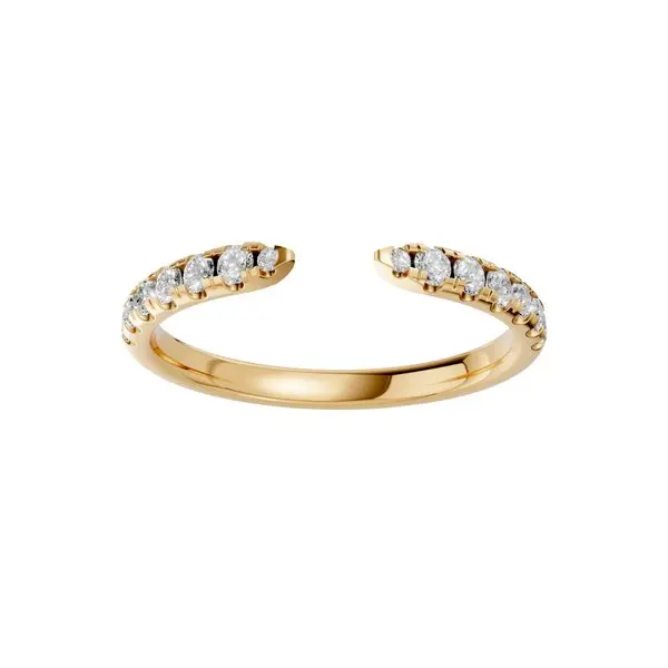 AYA FINE JEWELRY Open Cuff Lab Diamond Pave Minimalist Stacking Ring In 14kt Gold - Yellow
