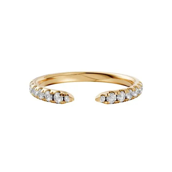 AYA FINE JEWELRY 14kt Gold Open Cuff Lab Diamond Pave Ring - Yellow