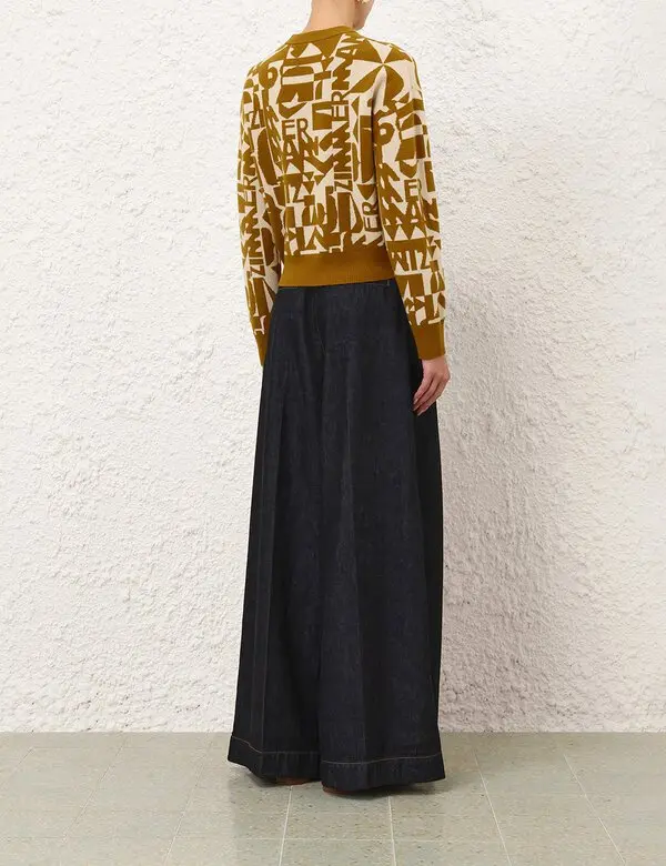 Zimmermann Valiant Jacquard Crop Sweater