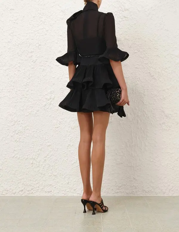 Zimmermann Pleated Sleeved Mini Dress