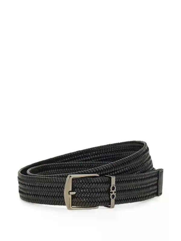 FERRAGAMO Gancini Braided Belt - Black