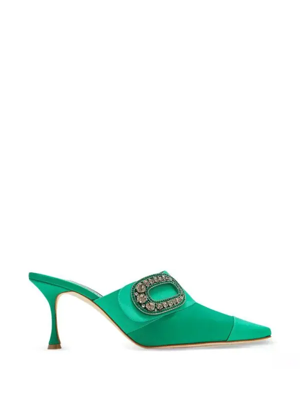 Manolo Blahnik Tula Crystal-embellished Pointed-toe Mules