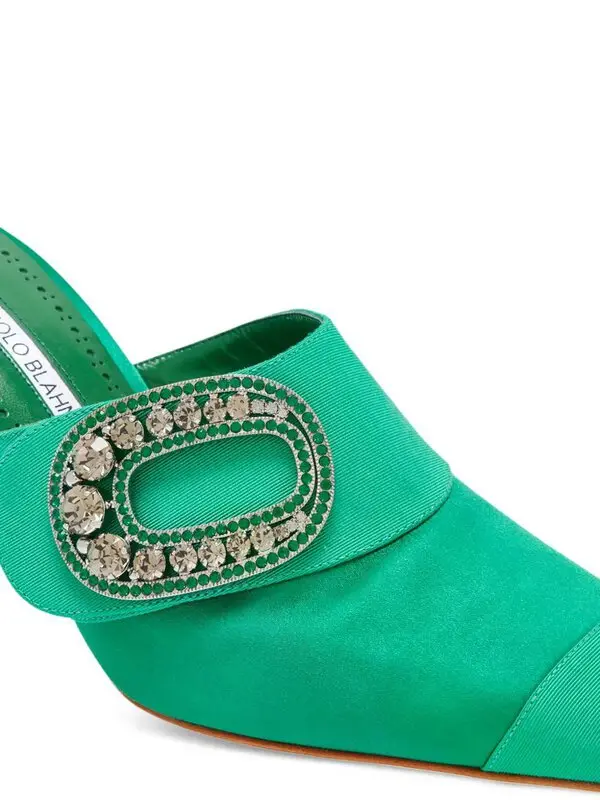Manolo Blahnik Tula Crystal-embellished Pointed-toe Mules
