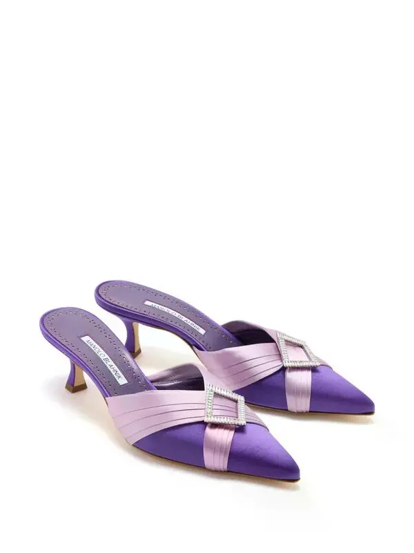 Manolo Blahnik Vieras Crystal-embellished Pointed-toe Heeled Mules