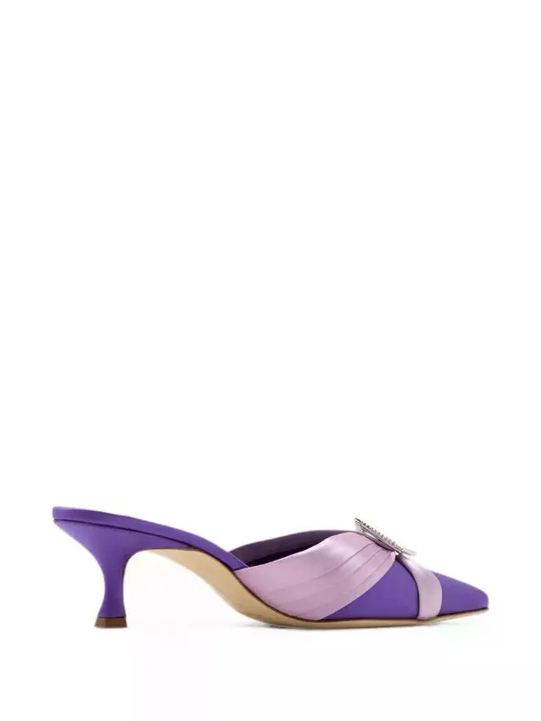 Manolo Blahnik Vieras Crystal-embellished Pointed-toe Heeled Mules