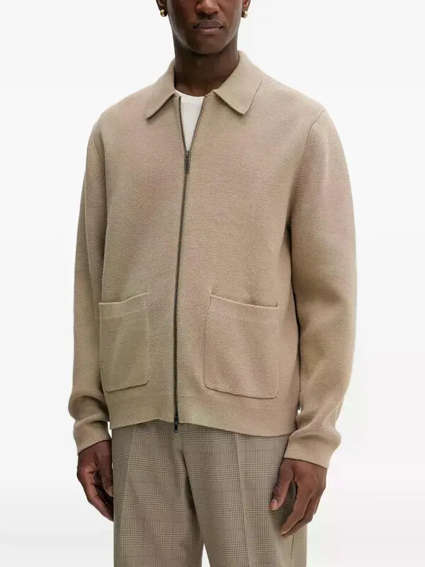 LES DEUX Zip-up Patch-pocket Cardigan