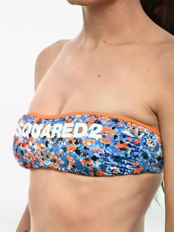Dsquared2 Floral-print Logo-print Bikini Top