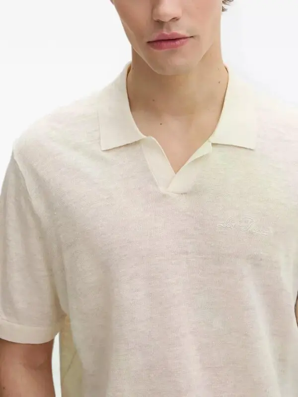 LES DEUX Logo-embroidered Open-collar Polo Shirt