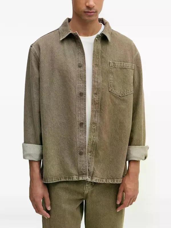 LES DEUX Washed-denim Chest-pocket Shirt