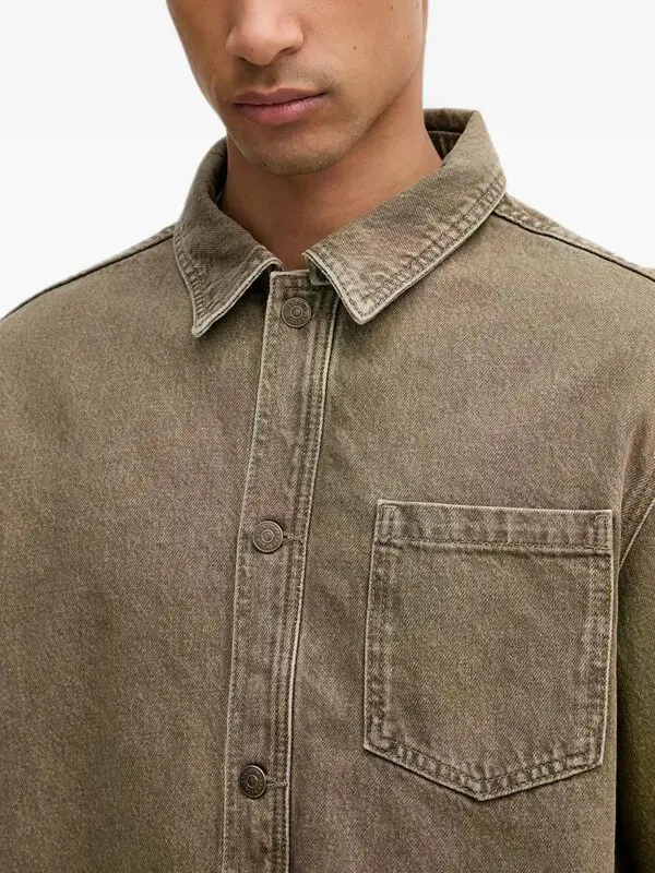 LES DEUX Washed-denim Chest-pocket Shirt