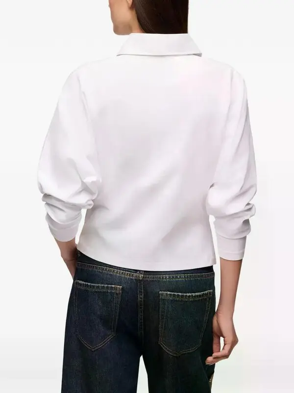 GANNI Cotton Jersey Polo Shirt With Ruched Detailing