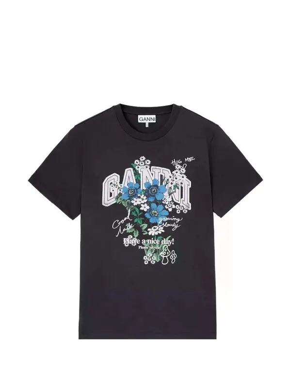 GANNI T-shirt With Flowers