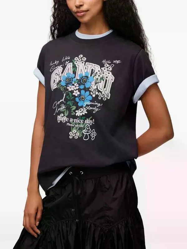 GANNI T-shirt With Flowers