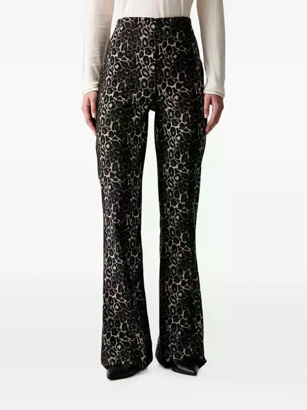 Joseph Ribkoff Leopard Print Jacquard Flared Trousers